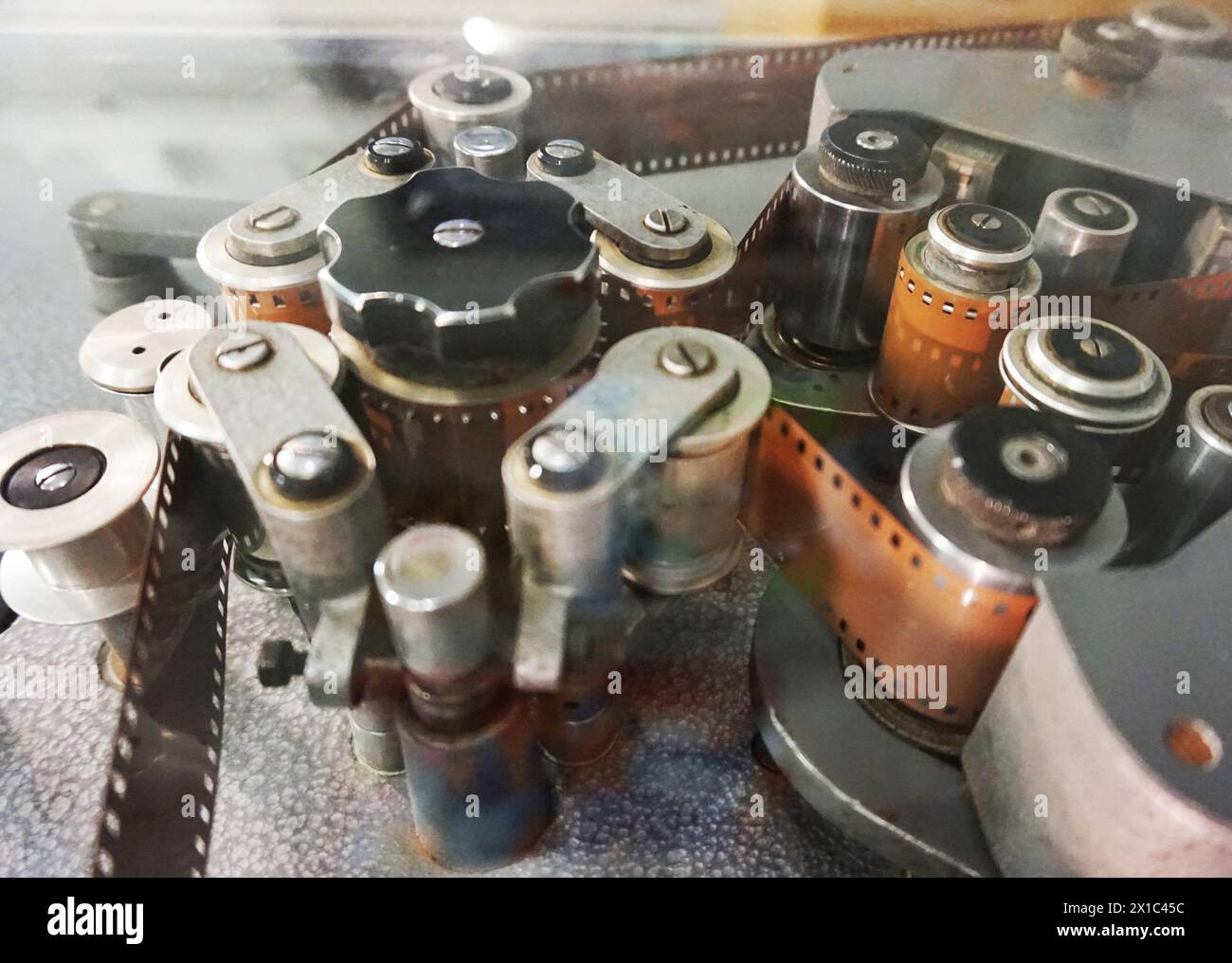 old movie camera mechanism as nice background Stock Photo - Alamy