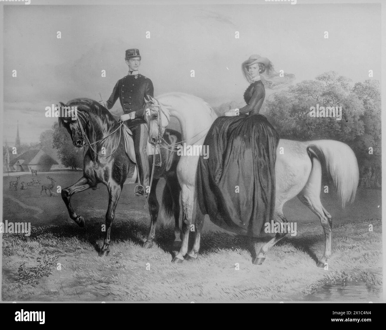 Franz Joseph I, Emperor of Austria, together with empress Elisabeth on ...