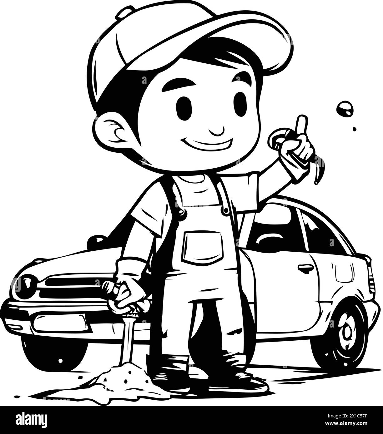 Car mechanic person icon Black and White Stock Photos & Images - Alamy