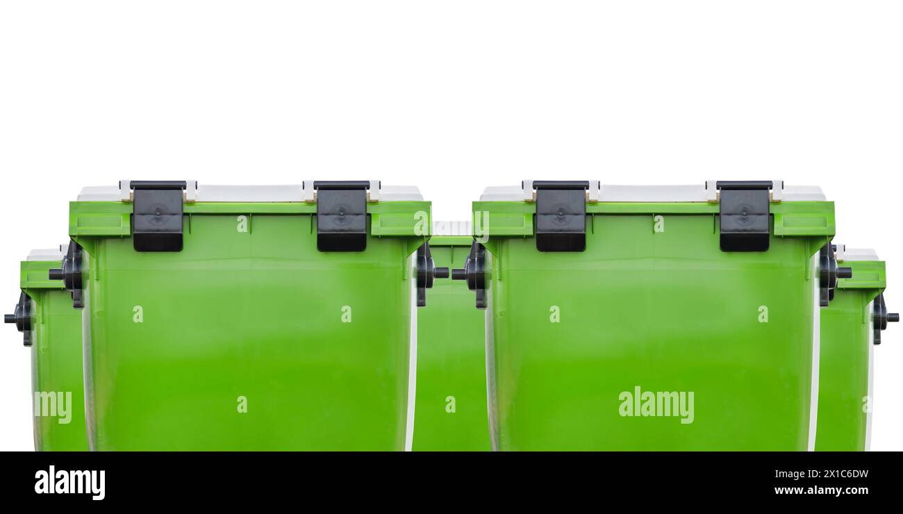 Large green waste containers isolated on a white background Stock Photo ...