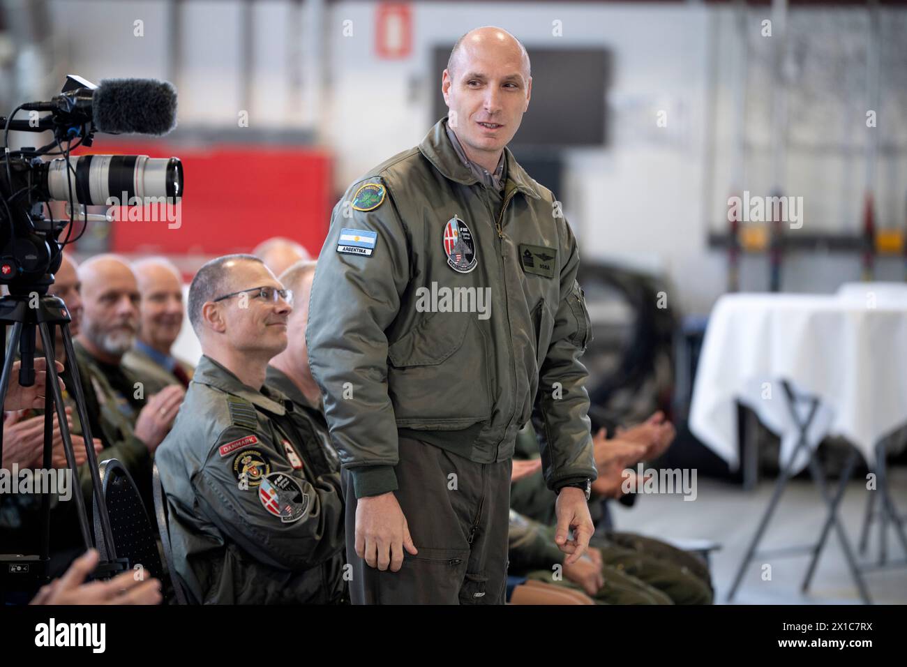 Sosa - Press event at Skrydstrup Air Base where Argentina's Defense Minister Luis Alfonso Petri ...