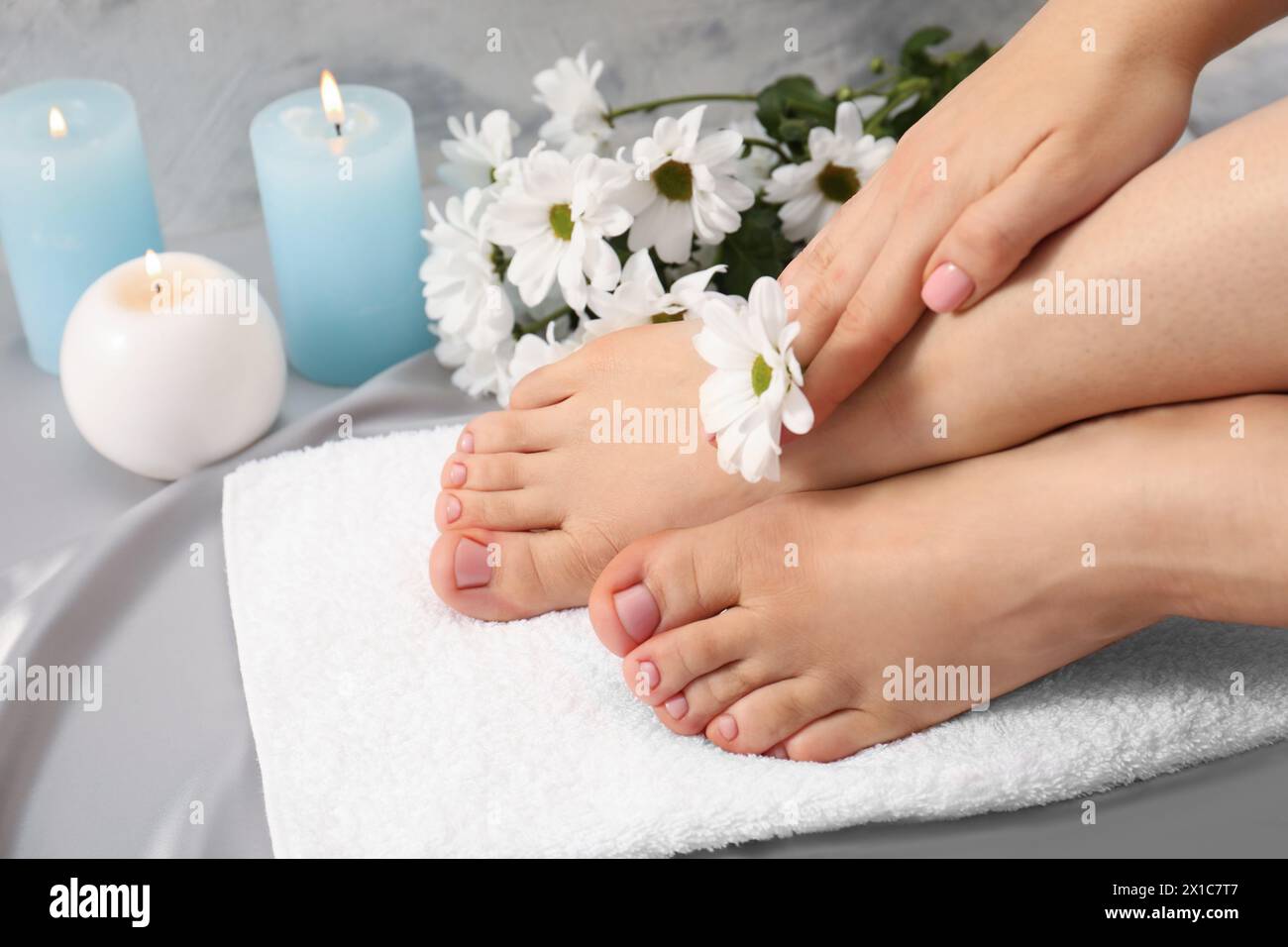 Closeup woman neat toenails hi-res stock photography and images - Alamy