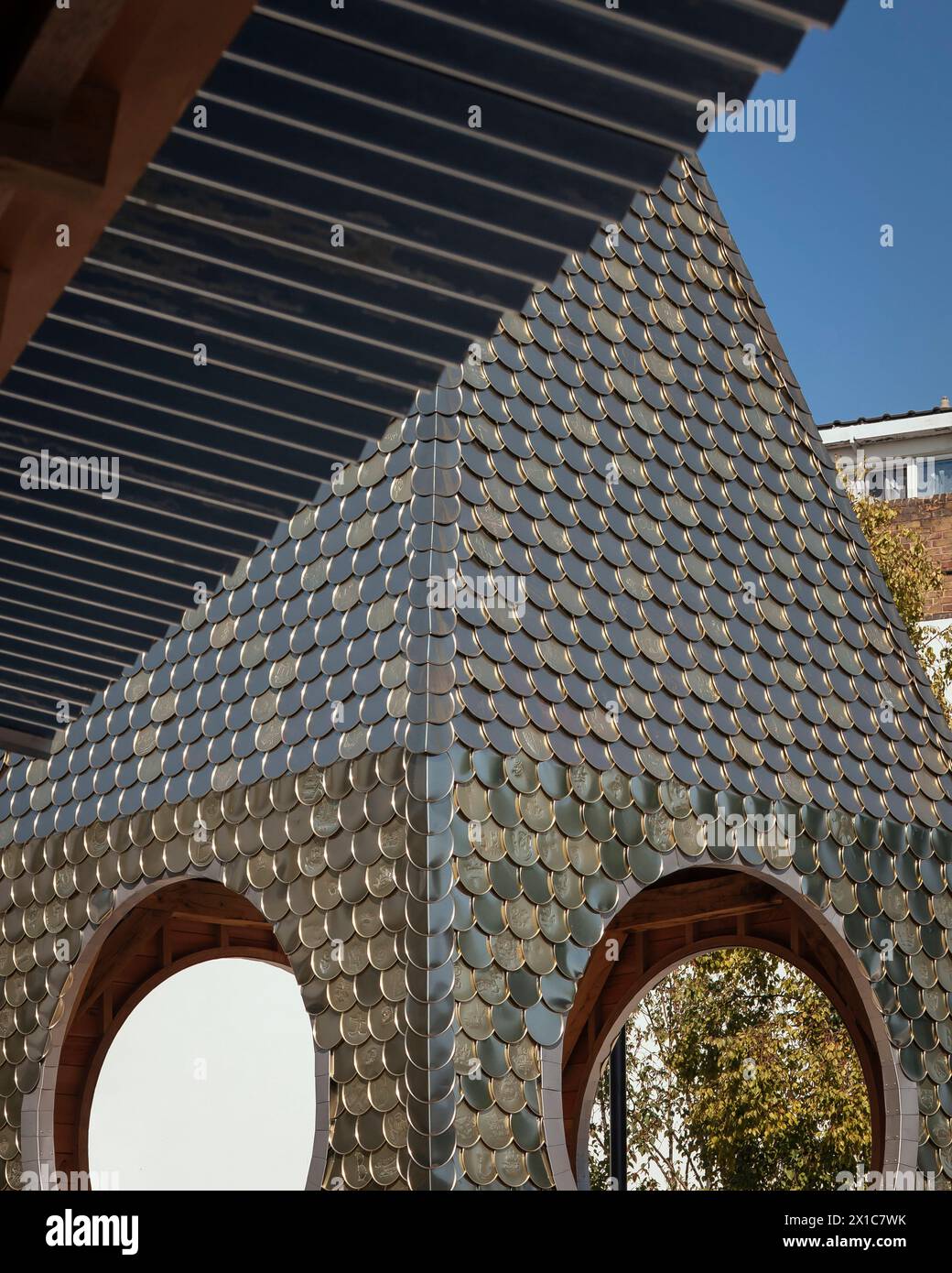 Bermondsey Market place, clock tower pavilion and corrugated roof ...
