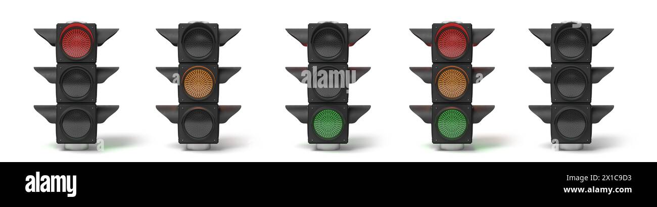 Traffic lights showing various signal phases Stock Photo - Alamy