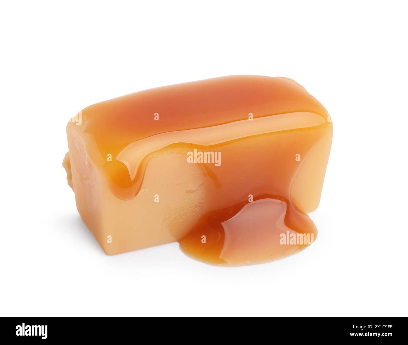 Yummy candy with salted caramel isolated on white Stock Photo - Alamy