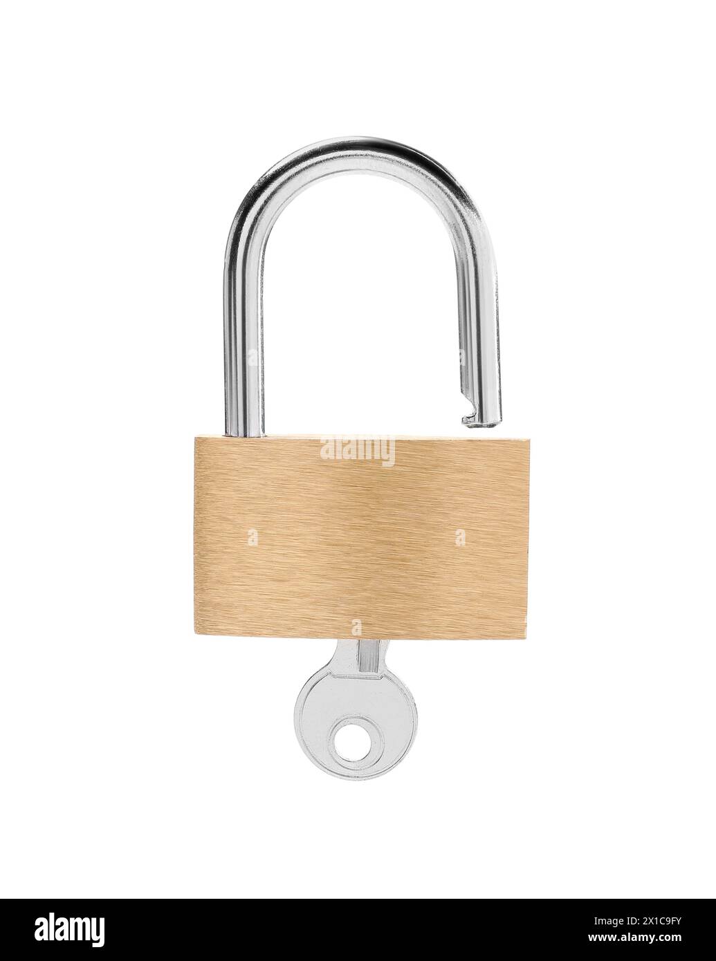 Steel padlock and key isolated on white Stock Photo - Alamy