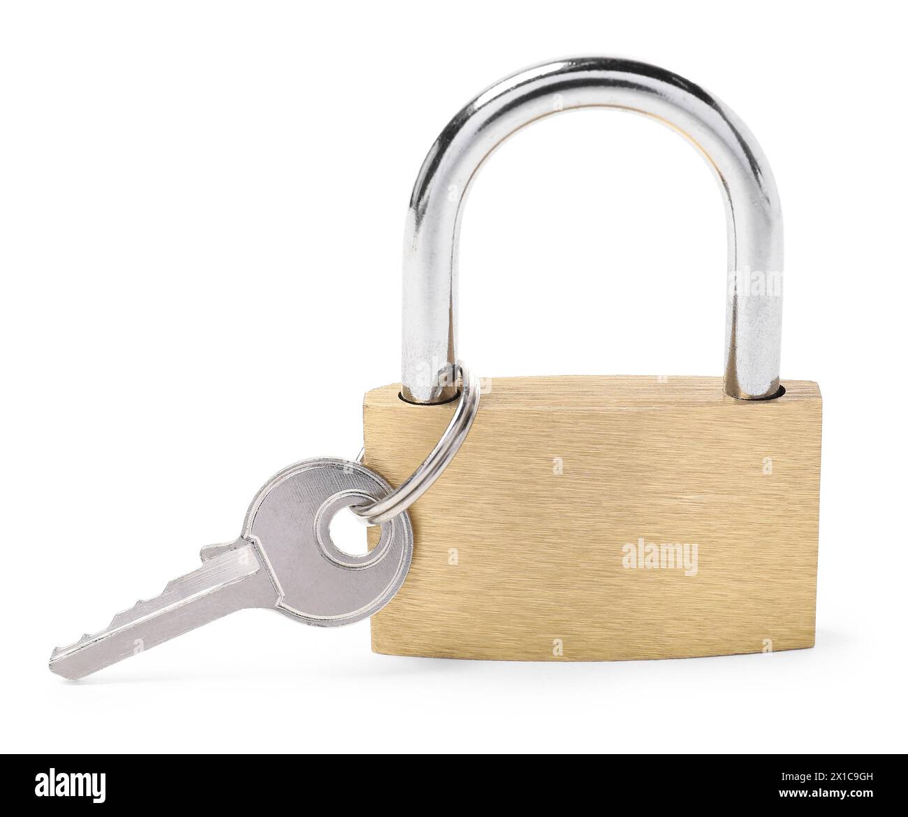 Steel padlock and key isolated on white Stock Photo - Alamy