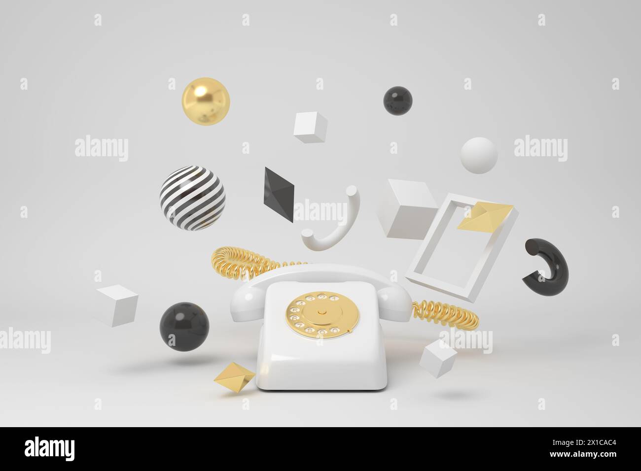 Retro telephone amidst abstract shapes Stock Photo - Alamy