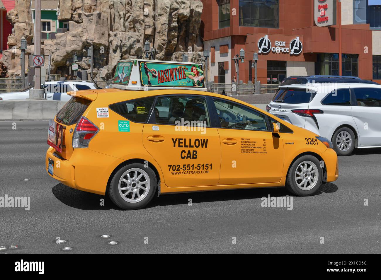 Nevada USA September 5, 2021 A taxi from the Yellow Cab company travels ...