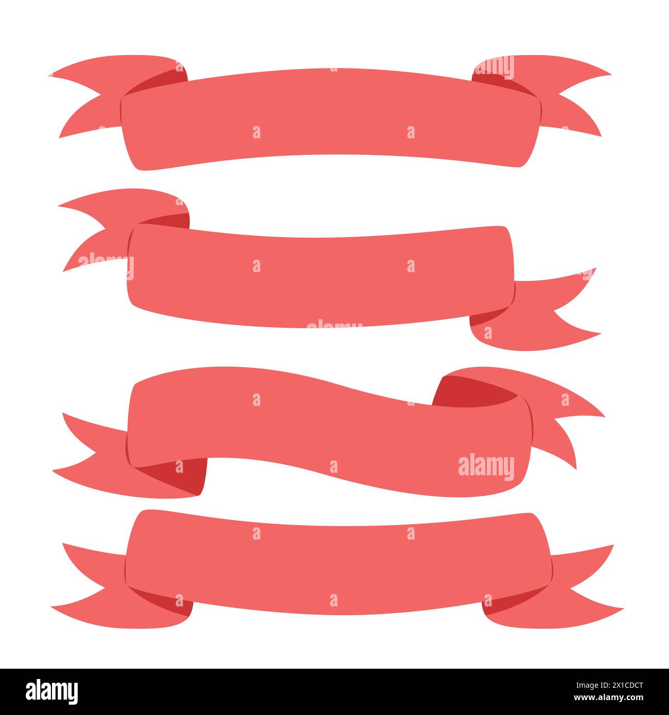 Set of red ribbons for valentine's day in flat style Stock Vector Image ...