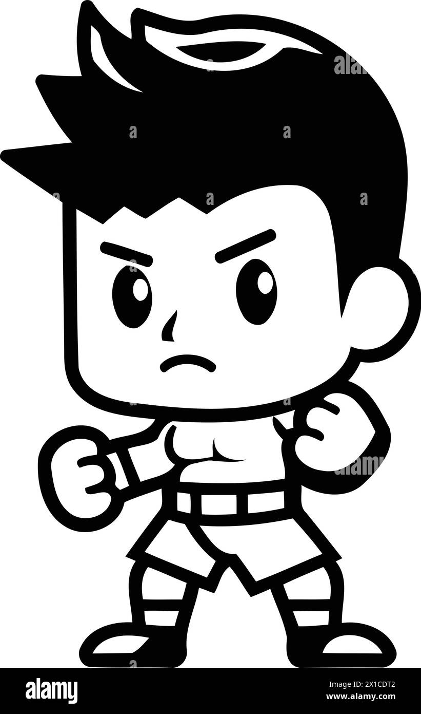 Cartoon boxer vector illustration Black and White Stock Photos & Images ...