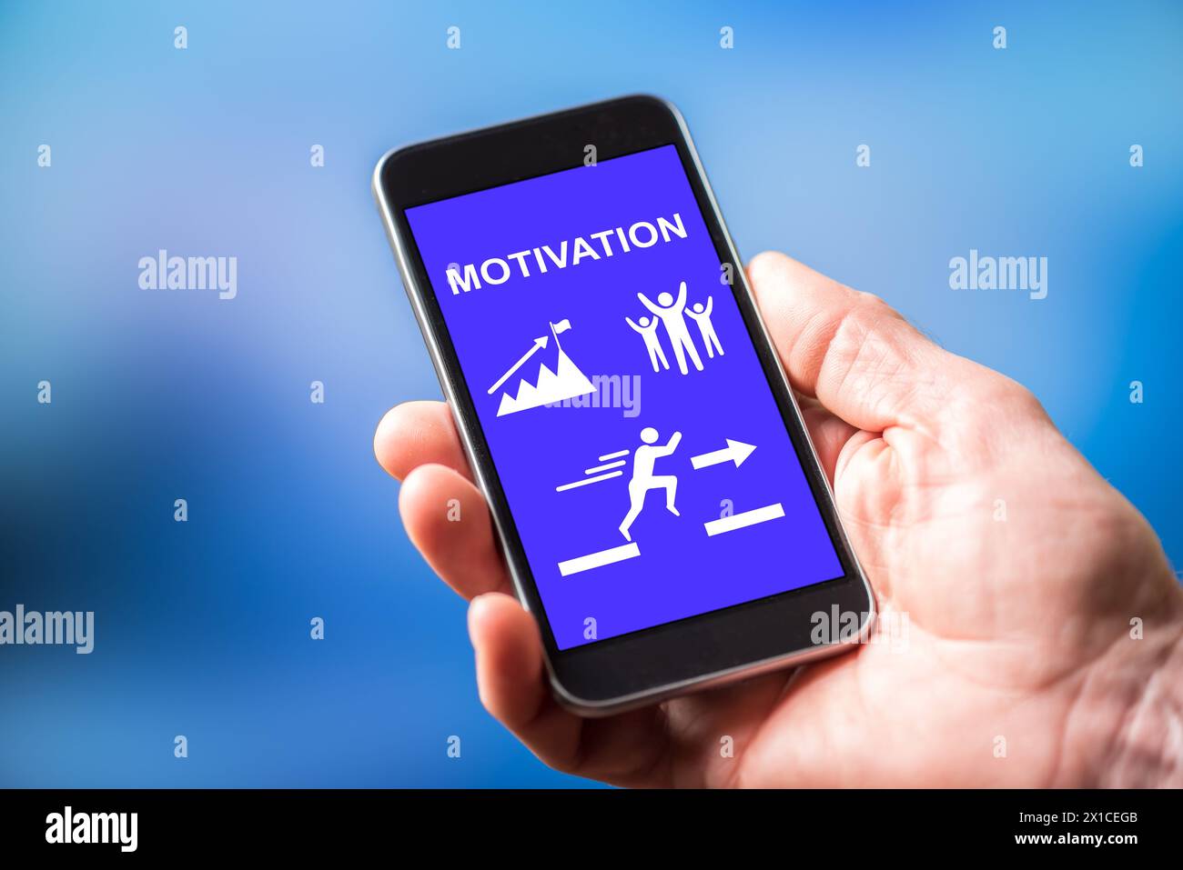 Smartphone screen displaying a motivation concept Stock Photo - Alamy