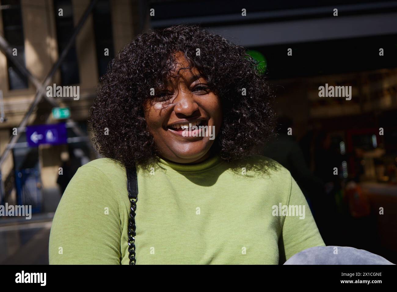 Frankfurt am Main, Germany. April 10, 2024. A woman poses for a ...