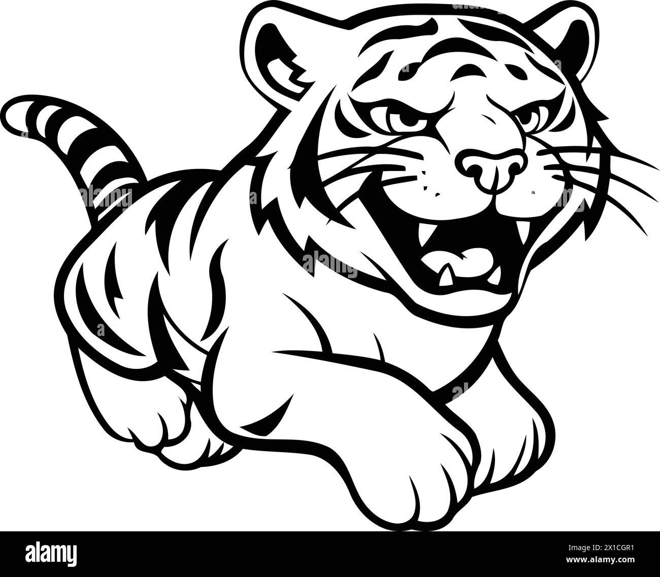 Tiger cartoon mascot. Vector illustration. Isolated on white background ...