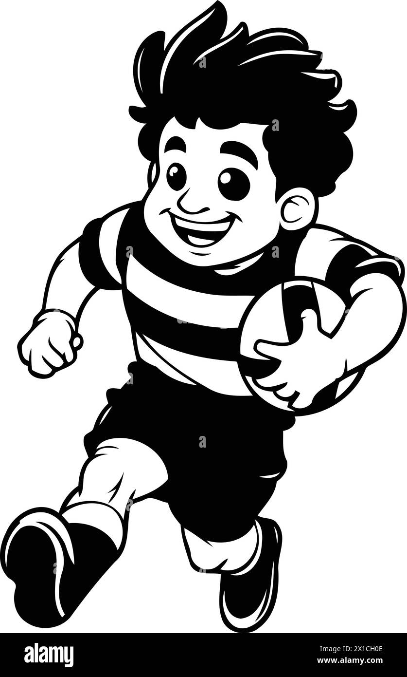 Soccer and rugby cartoon Black and White Stock Photos & Images - Alamy