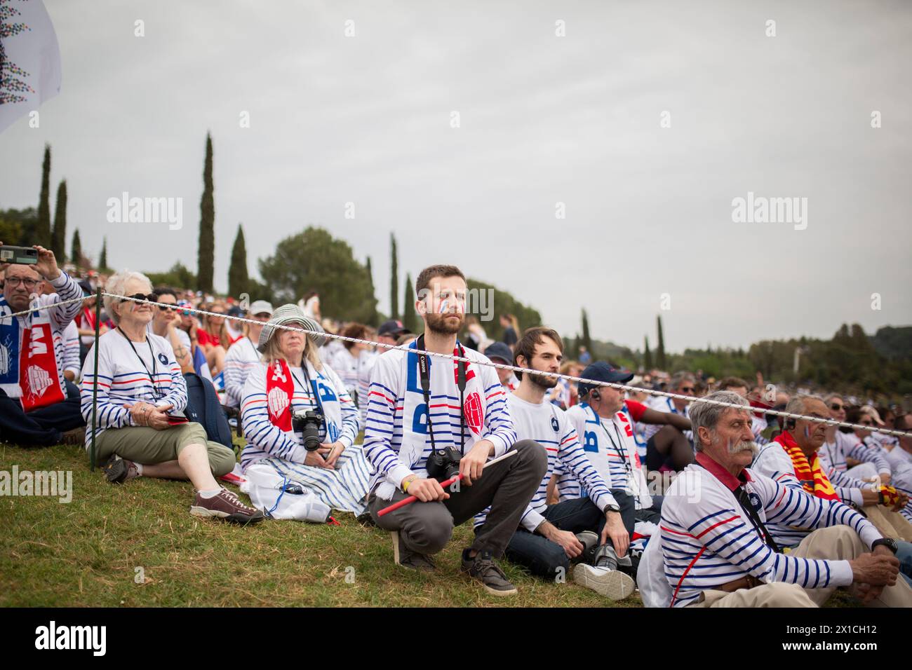 Olympia, Greece. 16th Apr, 2024. Spectators at the opening ceremony for ...