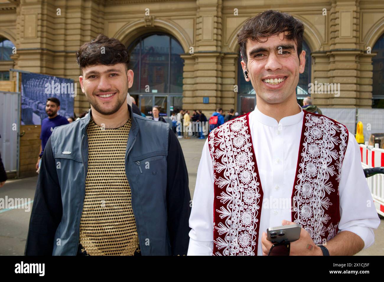 Frankfurt, Germany, April 10, 2024. Afghani men wear traditional ...