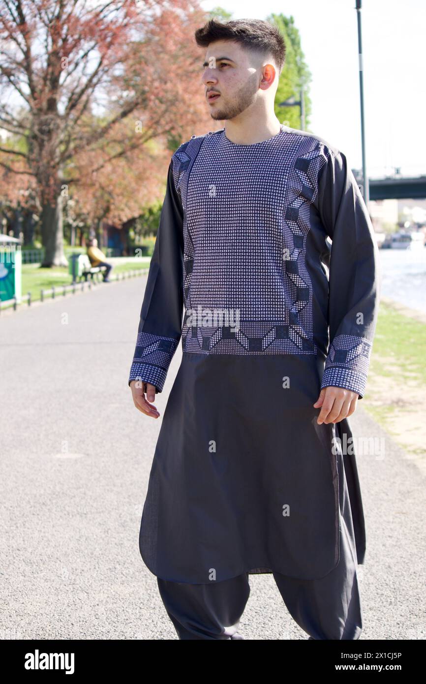 Frankfurt, Germany, April 10, 2024. Afghani men wear traditional ...