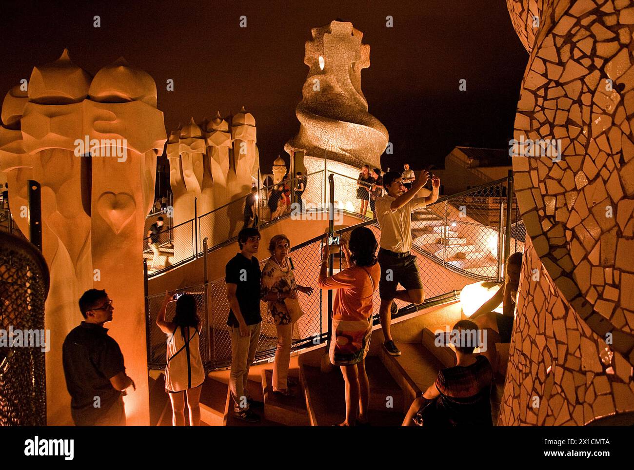 Barcelona: rooftop of La Pedrera (Casa Milà), designed by the architect ...
