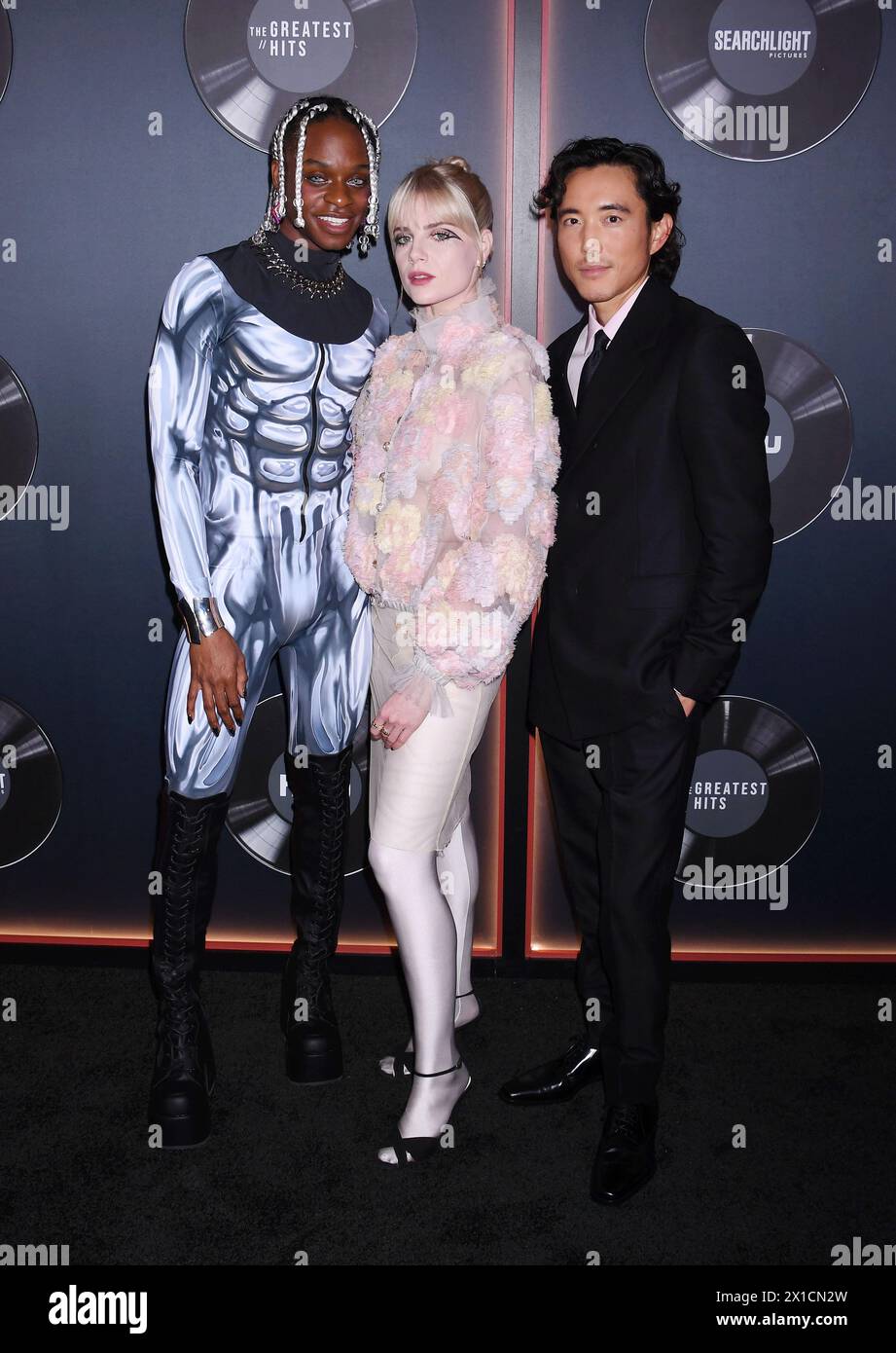 LOS ANGELES, CALIFORNIA - APRIL 15: (L-R) Austin Crute, Lucy Boynton ...