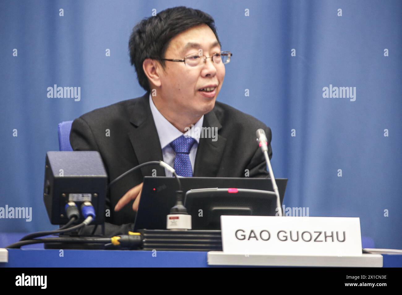 Vienna, Austria, Austria. 16th Apr, 2024. GAO GUOZHU, Director of Institute of Space Law ...