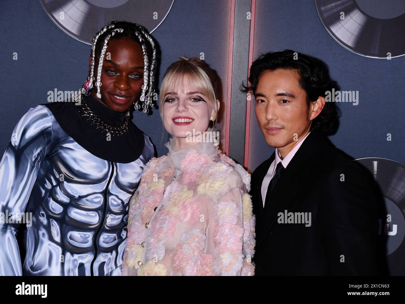 LOS ANGELES, CALIFORNIA - APRIL 15: (L-R) Austin Crute, Lucy Boynton ...
