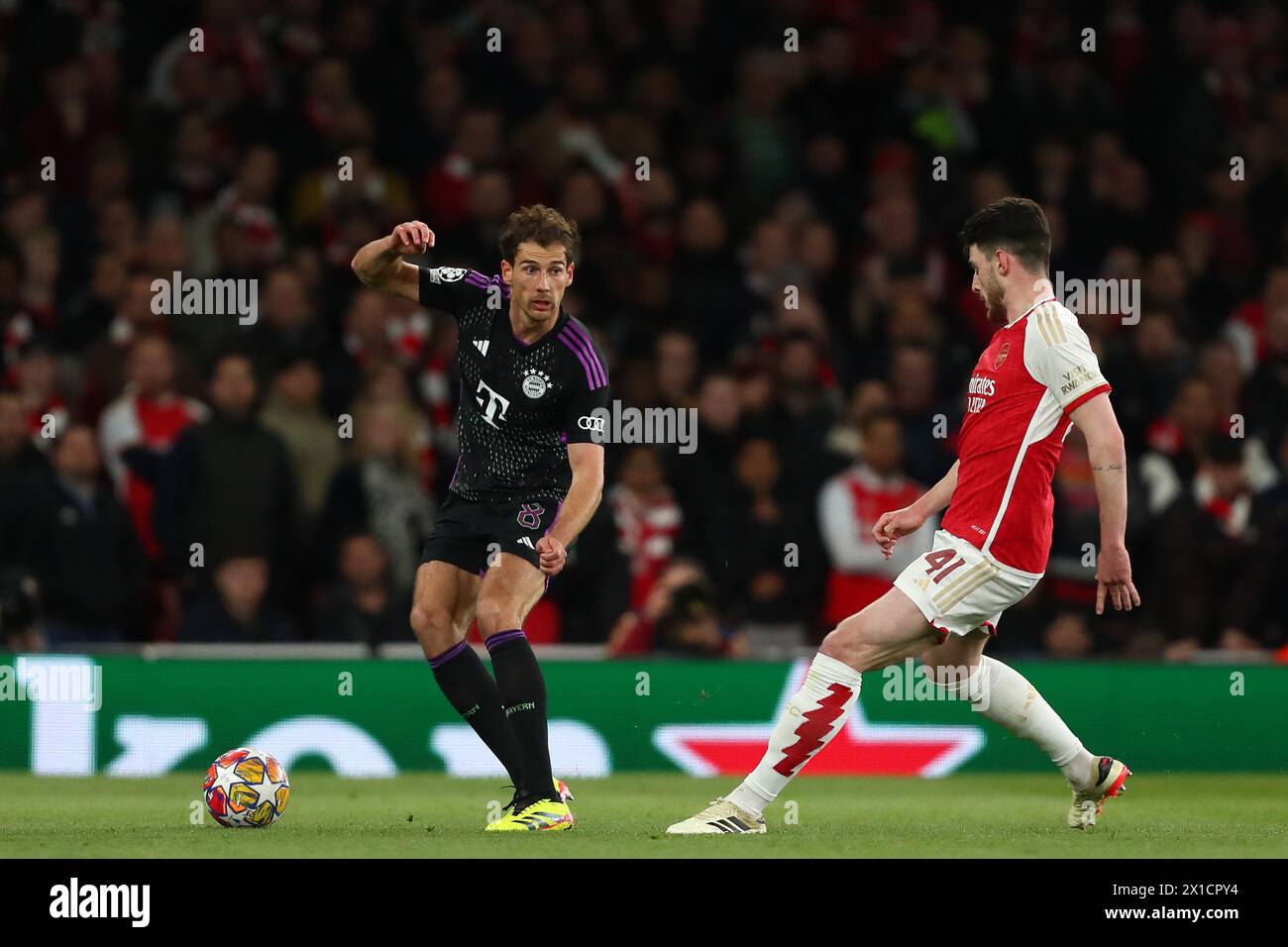 Leon Goretzka of Bayern Munich and Declan Rice of Arsenal - Arsenal v ...