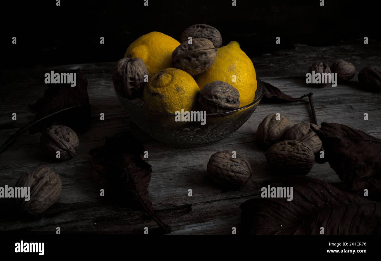 still life with food. Low key Stock Photo - Alamy