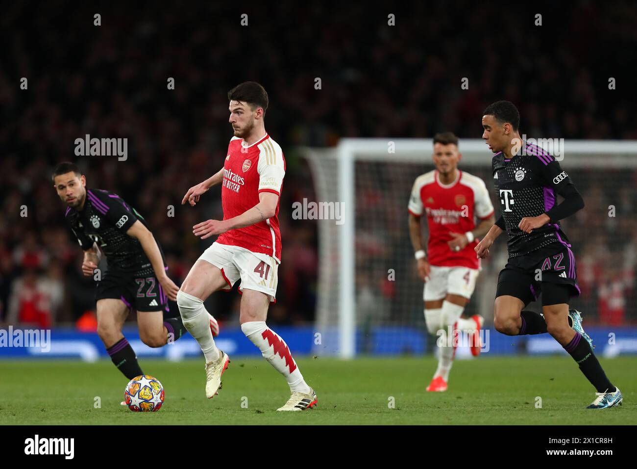 Declan Rice of Arsenal and Jamal Musiala of Bayern Munich - Arsenal v ...