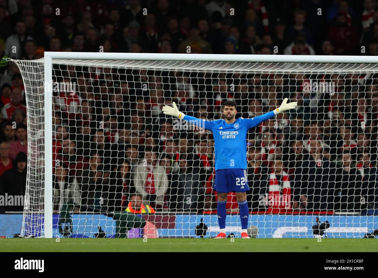 David Raya of Arsenal - Arsenal v FC Bayern Munich, UEFA Champions ...