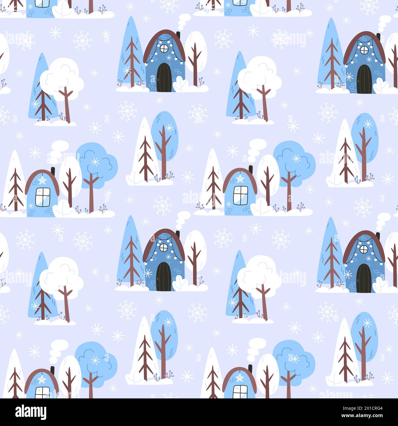 Seamless winter village pattern hi-res stock photography and images - Alamy