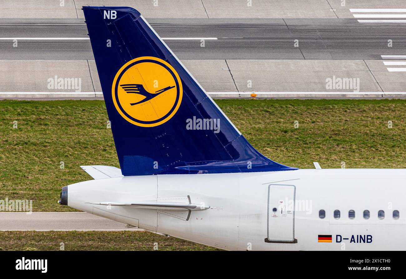 Tail fin of a Lufthansa Airbus A320-271N (Airbus A320neo) at Zurich ...