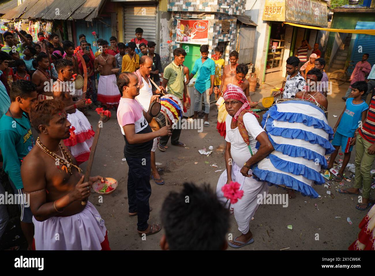 Devotees in Bainan, a village about 60 kilometers from Kolkata, are ...