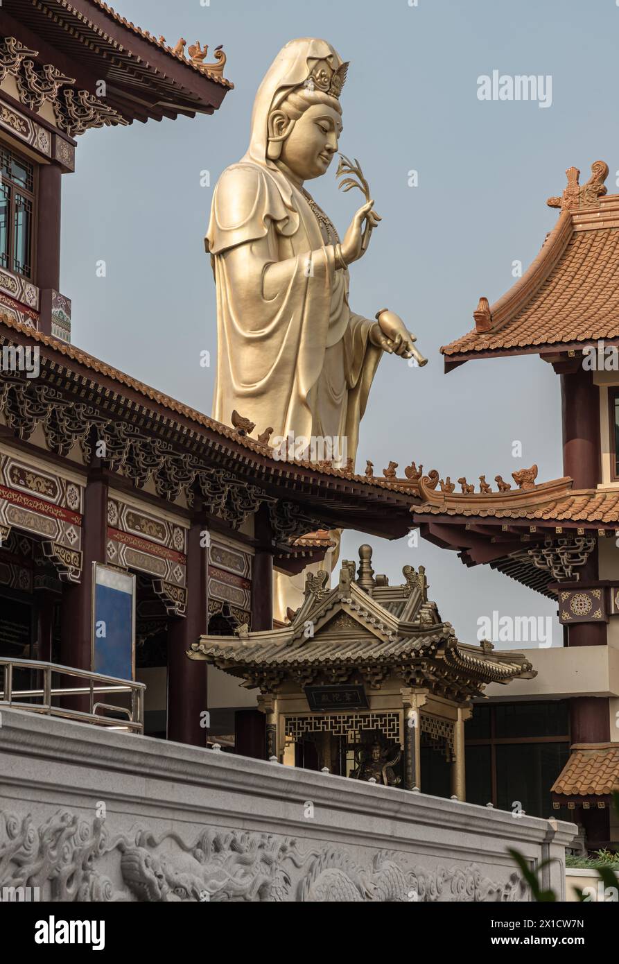 Bangkok, Thailand - Apr 11, 2024 - Big Golden statue goddess of Mercy ...