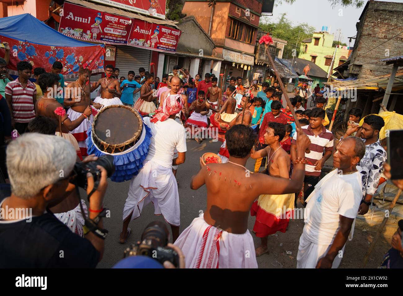 Devotees in Bainan, a village about 60 kilometers from Kolkata, are ...