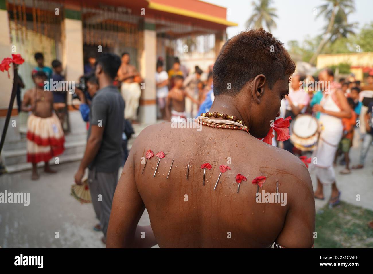 Devotee in Bainan, a village about 60 kilometers from Kolkata, are ...