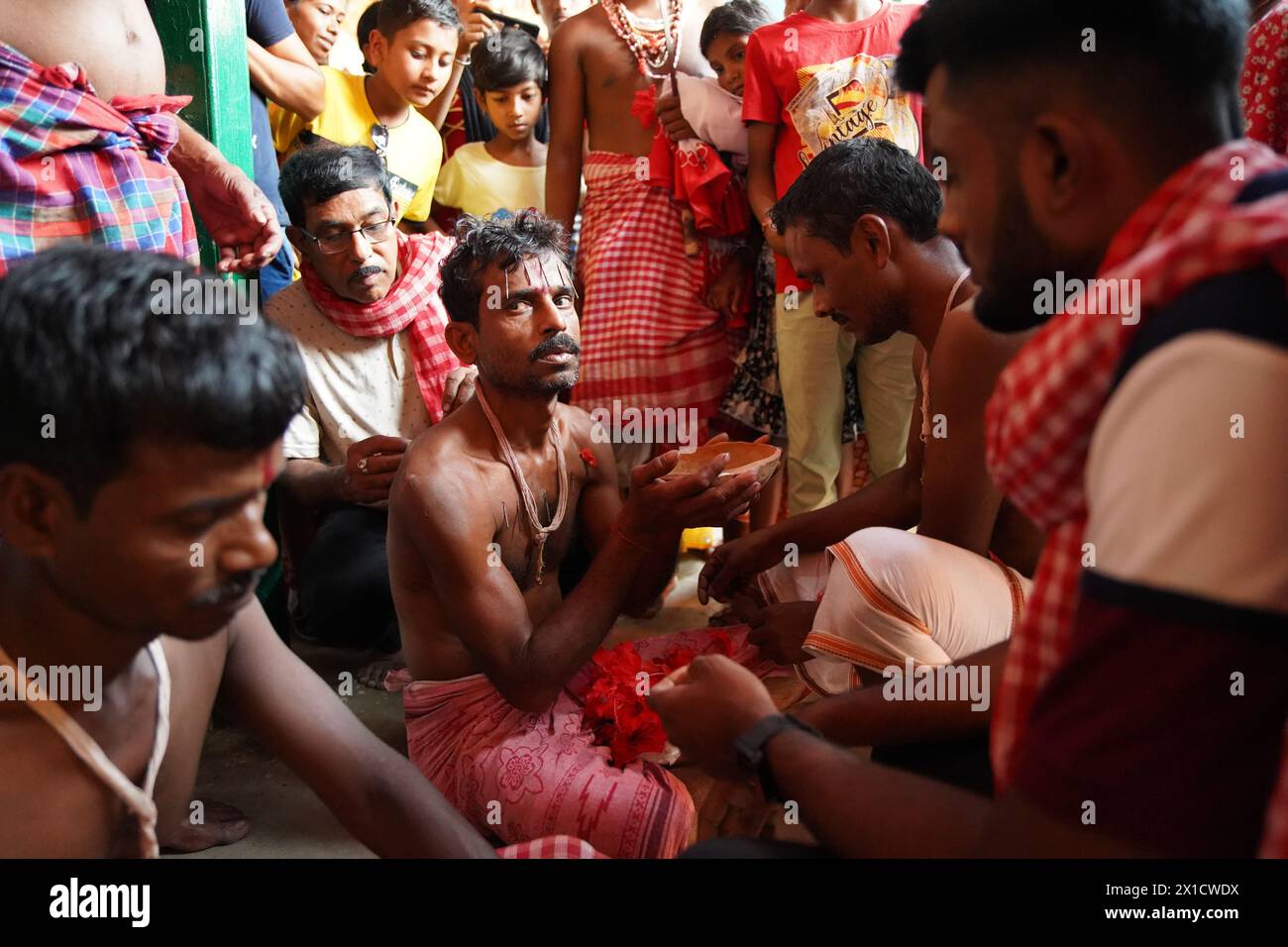 Devotees in Bainan, a village about 60 kilometers from Kolkata, are ...