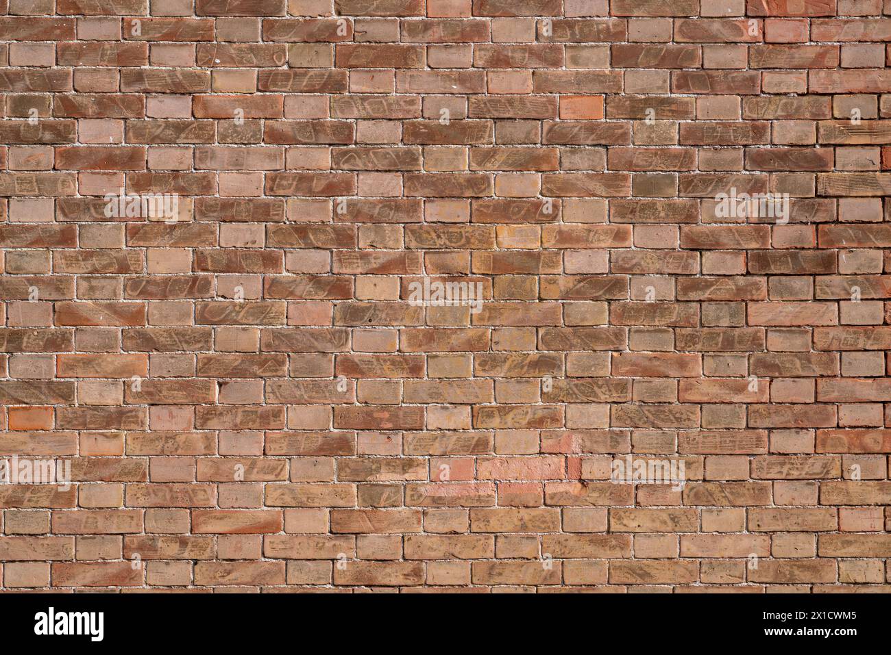 Brick wall textures create a pattern that extends horizontally and ...