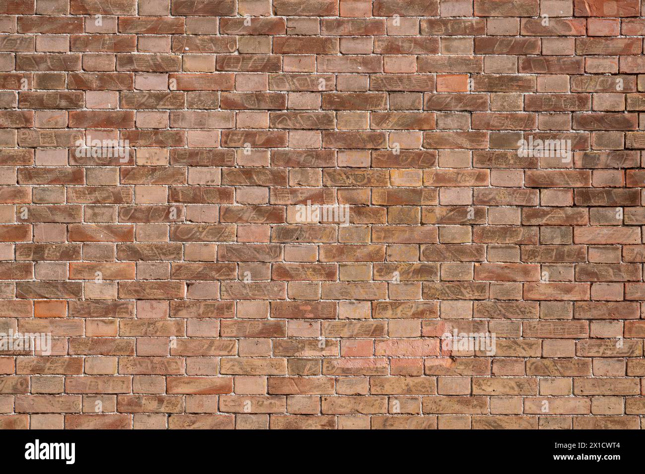 Brick wall textures create a pattern that extends horizontally and ...