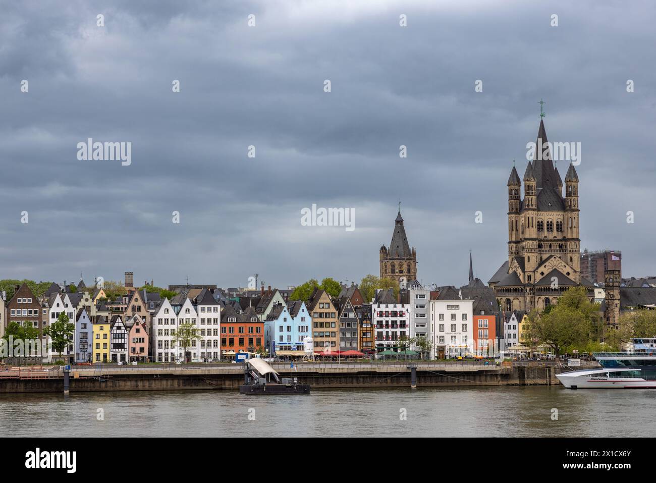 Colourful buildings in Cologne old town on a spring day Stock Photo - Alamy