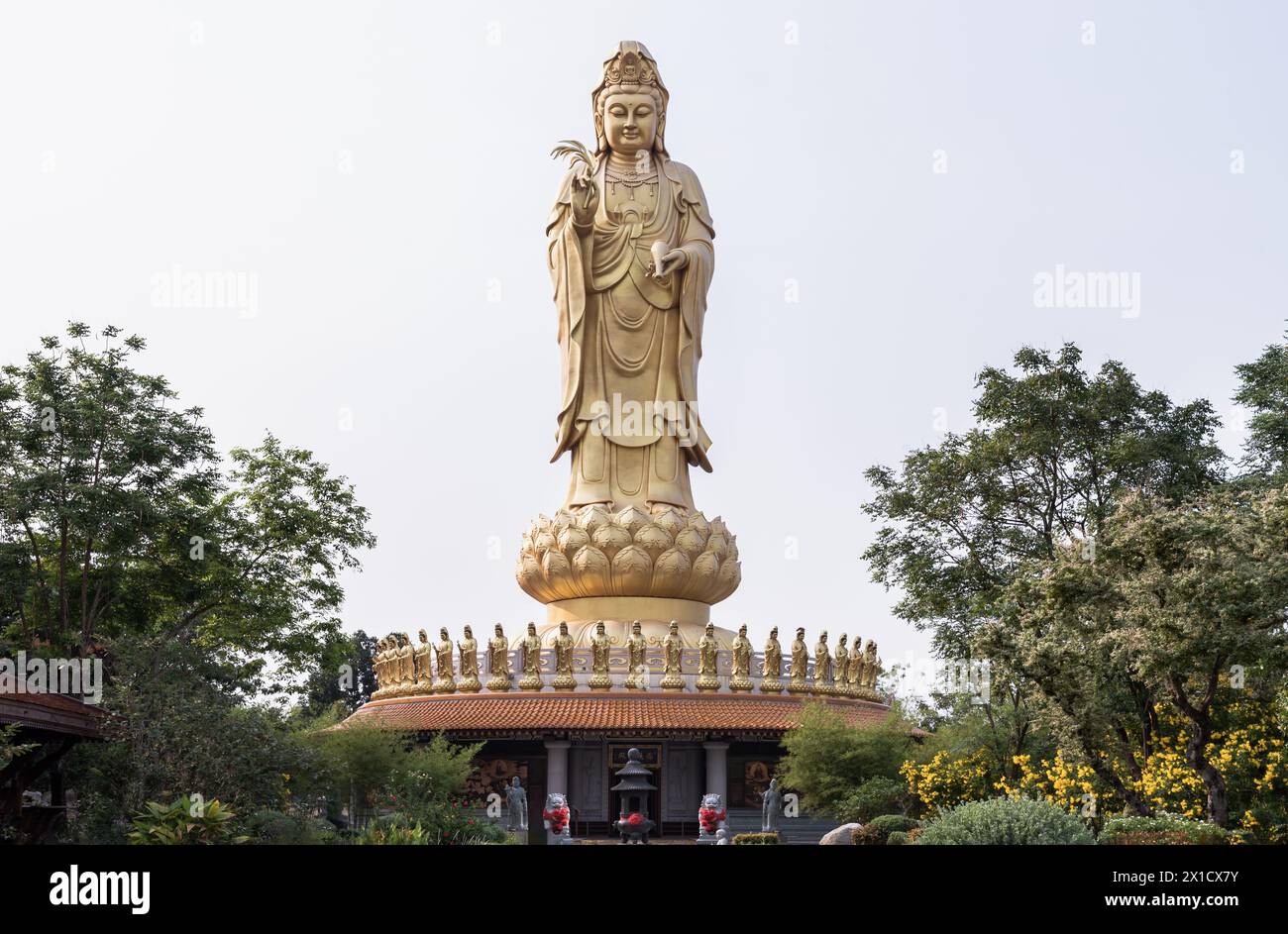 Bangkok, Thailand - Apr 11, 2024 - Big Golden statue goddess of Mercy ...