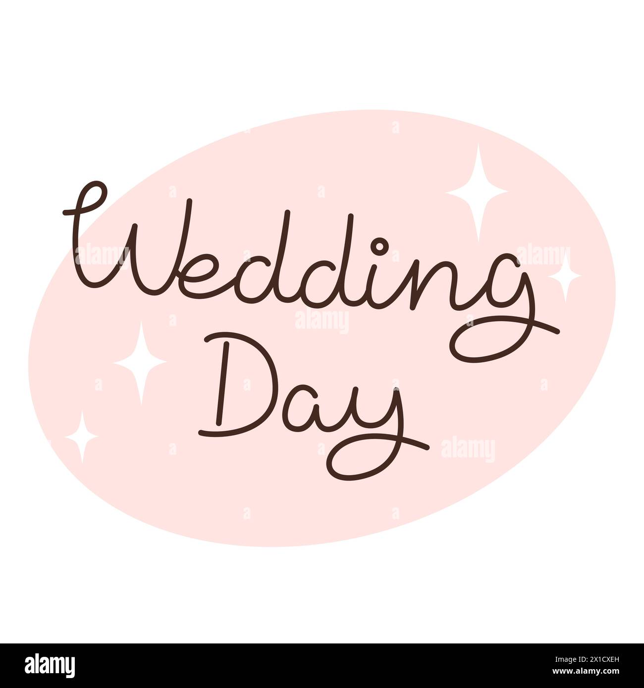 Wedding day card, handwritten lettering on pink background Stock Vector ...