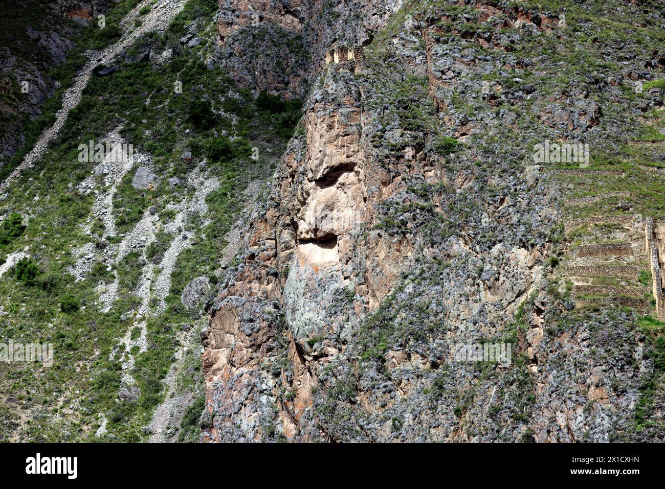 Face mountain - Ollantaytambo, - Tourist scenes Cusco and Machu Picchu ...
