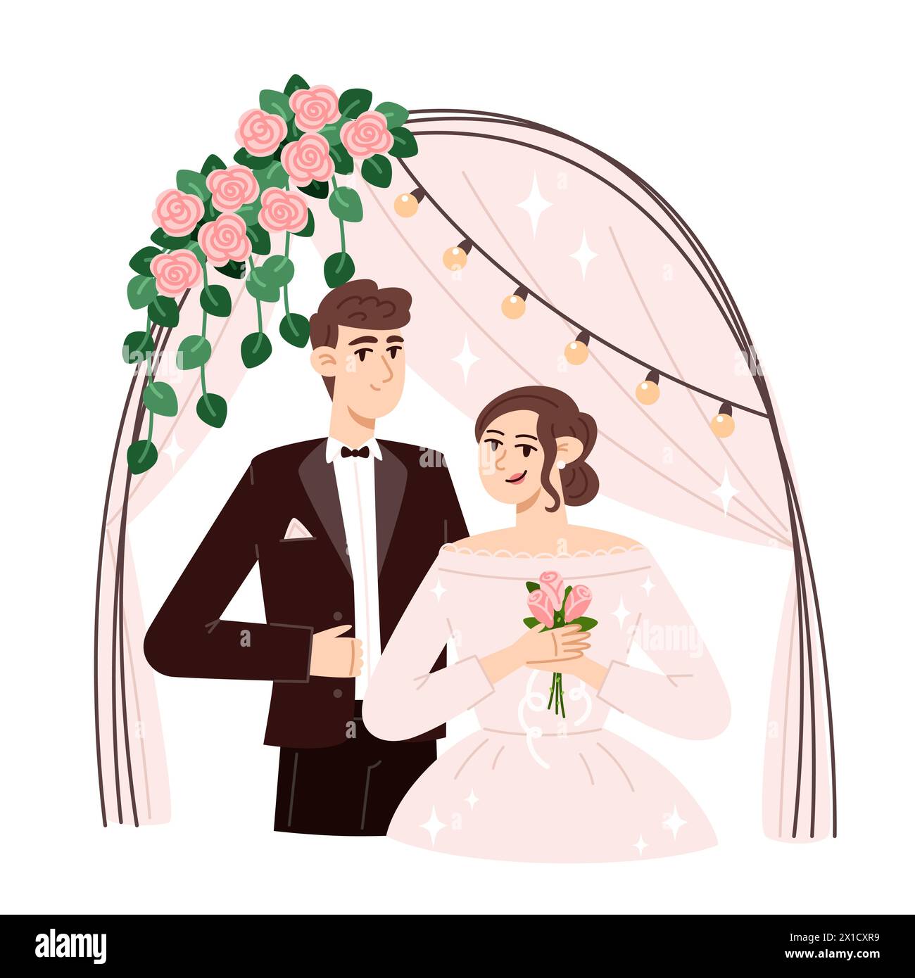 Wedding bride groom in love Stock Vector Images - Alamy
