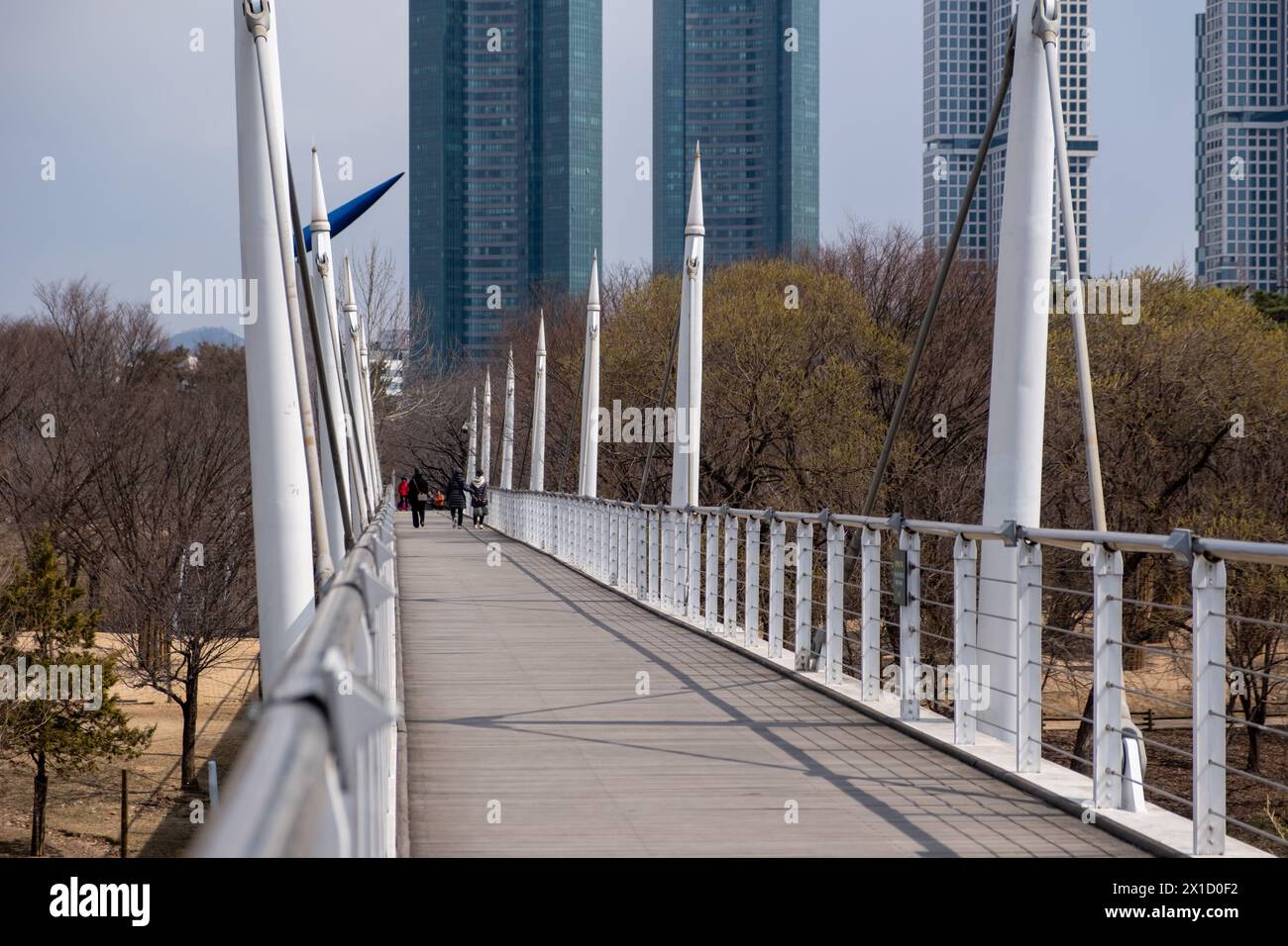 Bridge walkway with winter landscape at Seoul Forest in Seoul, South ...