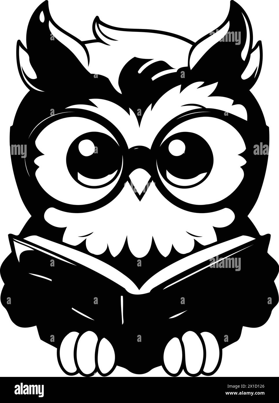 Wise owl reading book Black and White Stock Photos & Images - Alamy