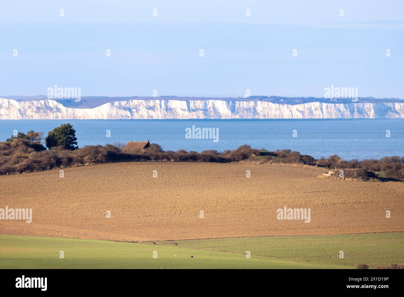 Vue des côtes anglaises depuis la Côte d'Opale, France, Pas de Calais ...