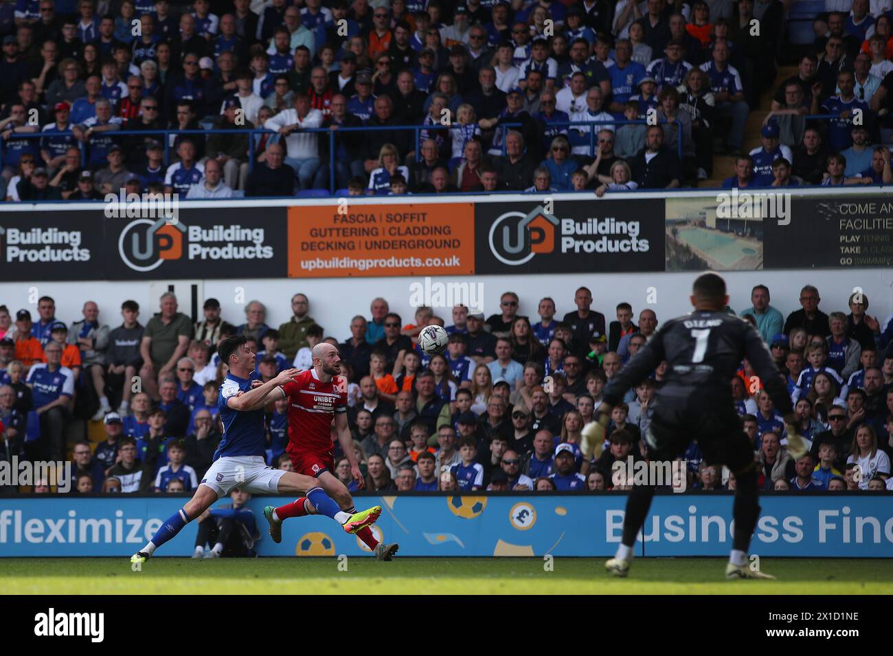 Kieffer Moore of Ipswich Town and Matthew Clarke of Middlesbrough ...