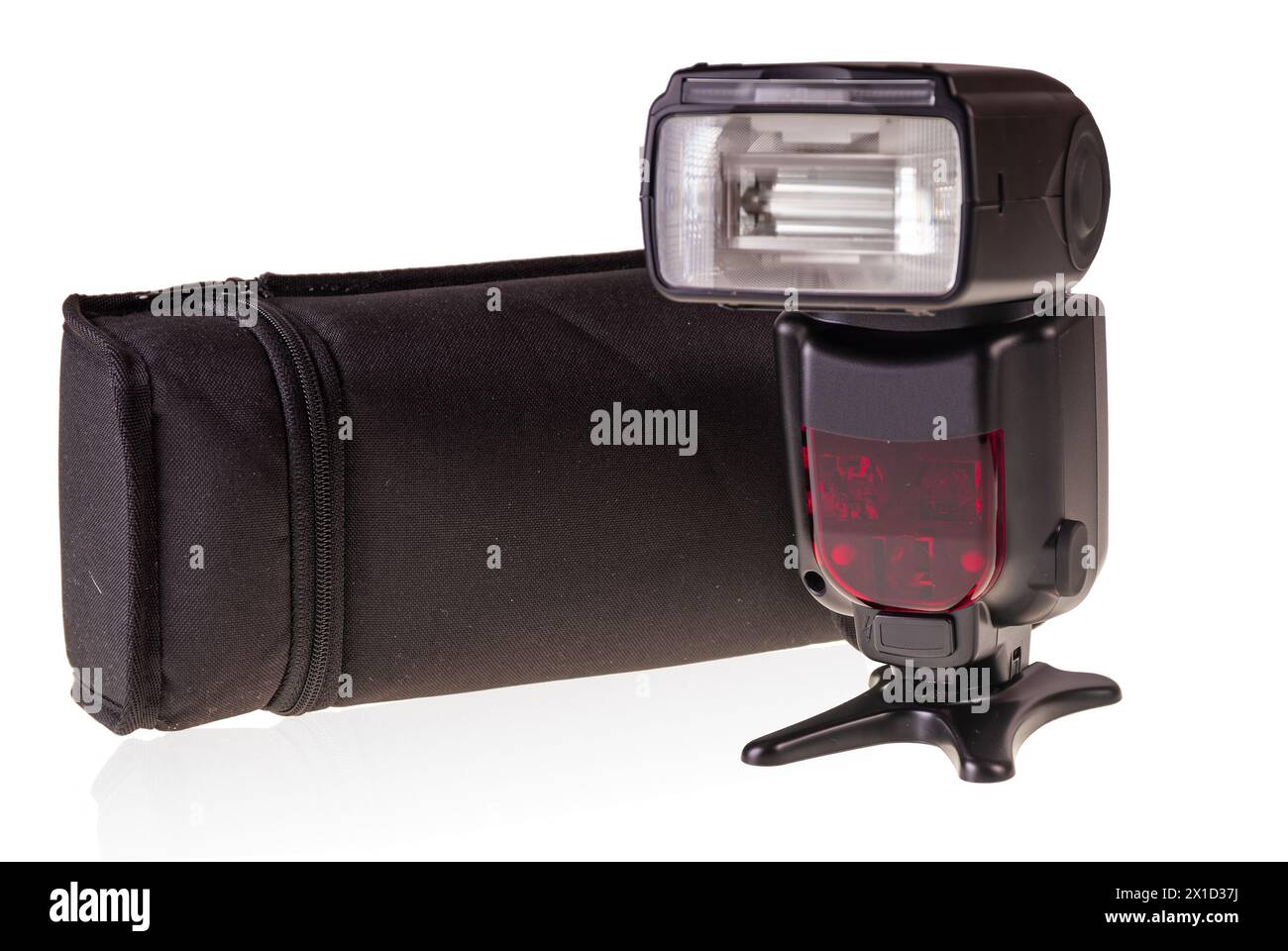 Nikon SB 900 Speedlight and protective carry case shown isolated ...
