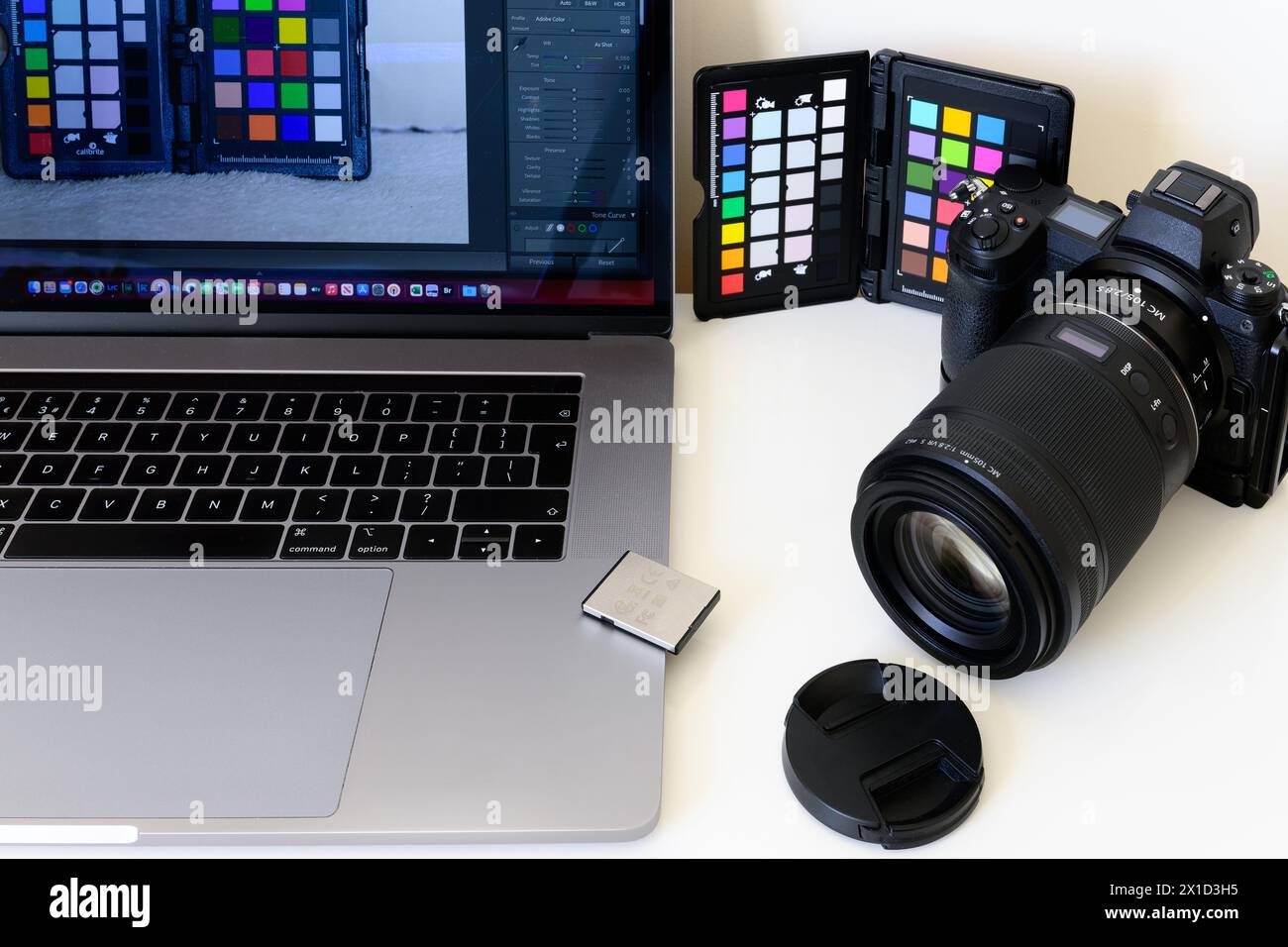 Downloading images of a color checker card from the camera to laptop ...